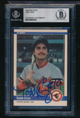 1984 Fleer #3 Todd Cruz signed auto BAS BECKETT centered crisp blue sig ...