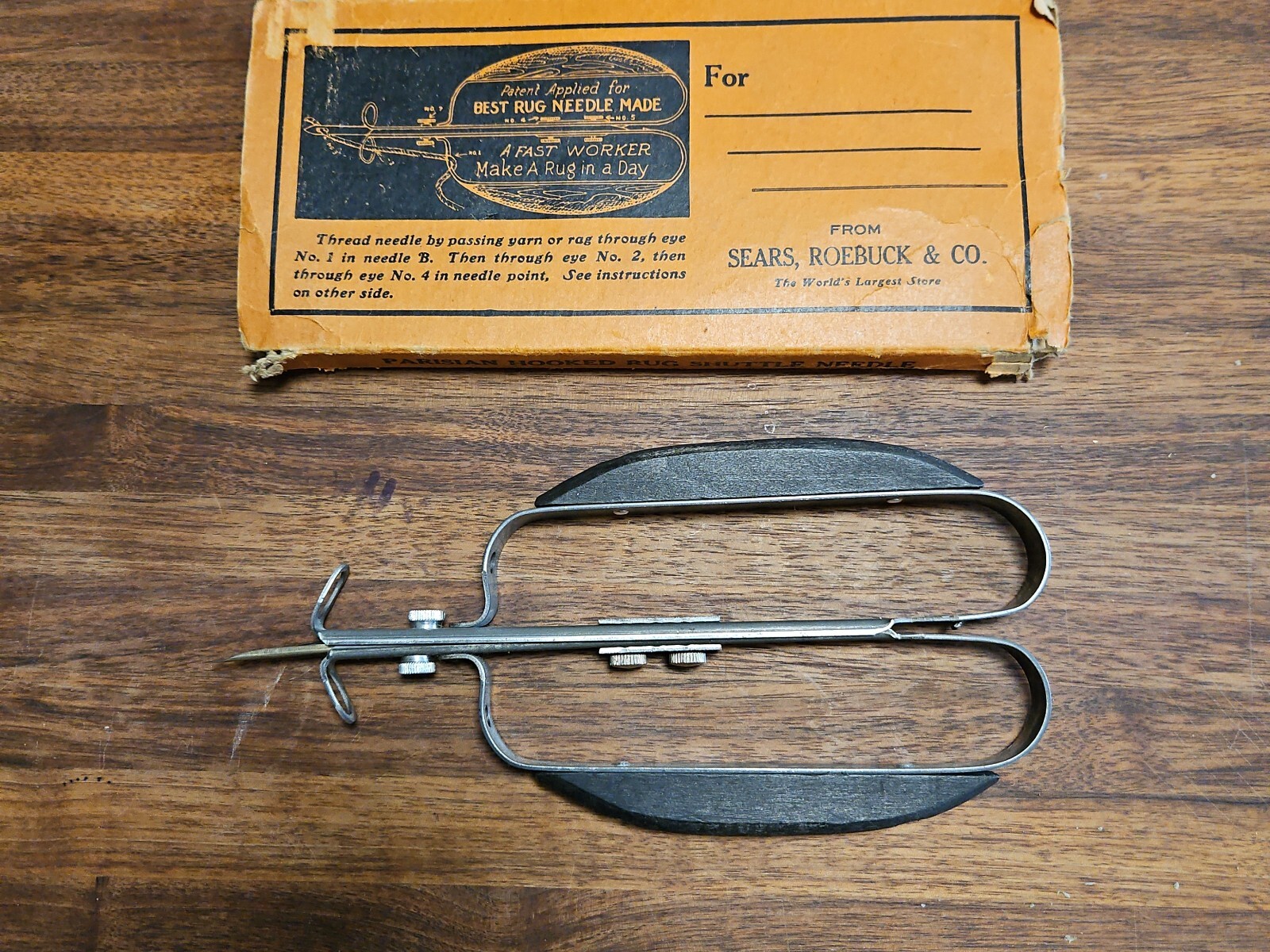 Vintage Sears Roebuck Parisian Hooked Rug Shuttle Needle "Best Rug ...