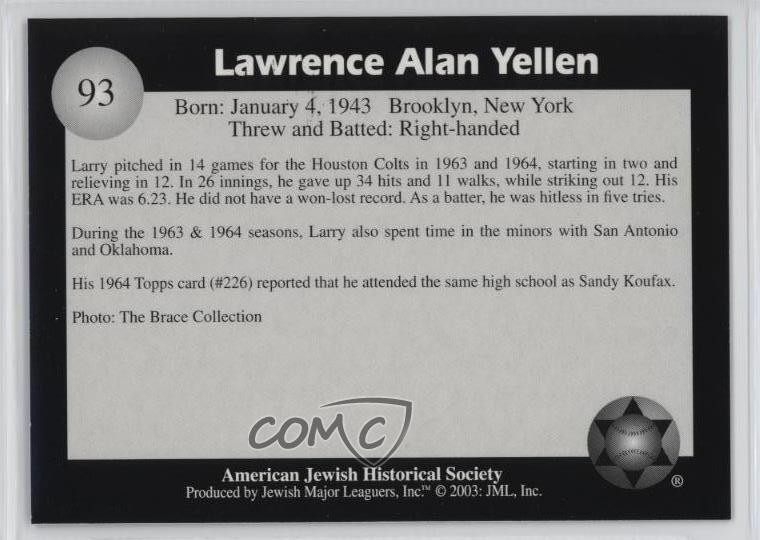2003 American Jewish Historical Society Jewish Major Leaguers Larry ...