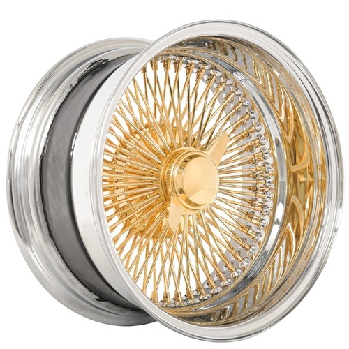 15x7" LA Wire Wheels Reverse 100-Spoke Straight Lace Gold Plating ...
