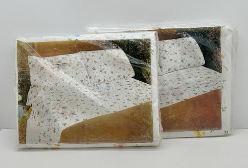 Vintage JC Penney Twin Bed Sheet Set Caroline No Iron Muslin Floral 2 ...