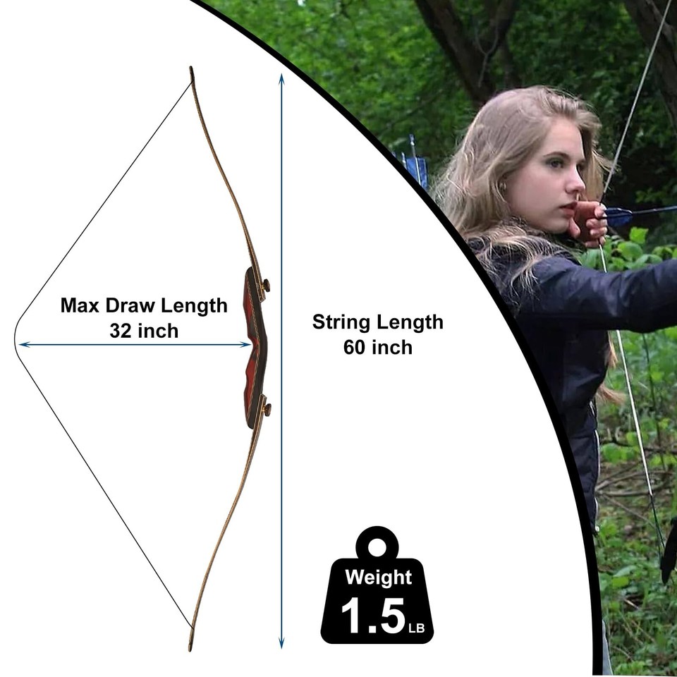 PMZ Archery Longbow, Red Riser 65'' Wooden Takedown Professional ...
