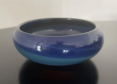 DOMINICK LABINO SIGNED ART GLASS OPALESCENT BLUE BOWL MINT 5.5” WIDE | eBay