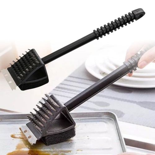 BBQ Barbeque Grill Heavy Duty Wire Cleaning Brush with Stainless Steel ...