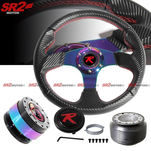 Neo Chrome Racing Drift Carbon Steering Wheel + Quick Release + Hub For ...