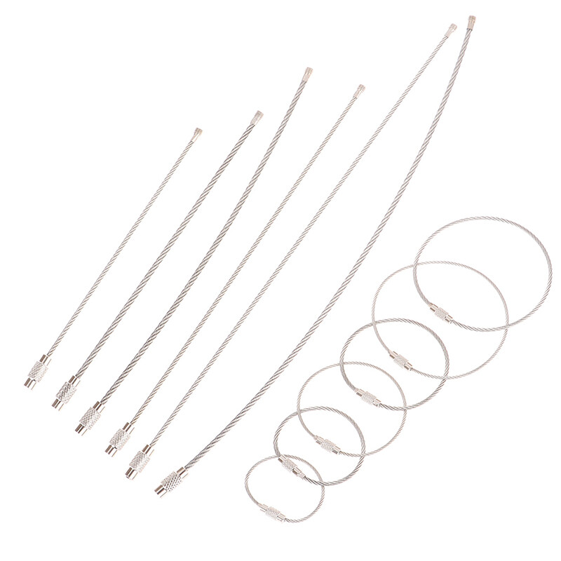 20PC Wire Rope Key Chain Stainless Steel Wire Keychain Cabiner Cable ...
