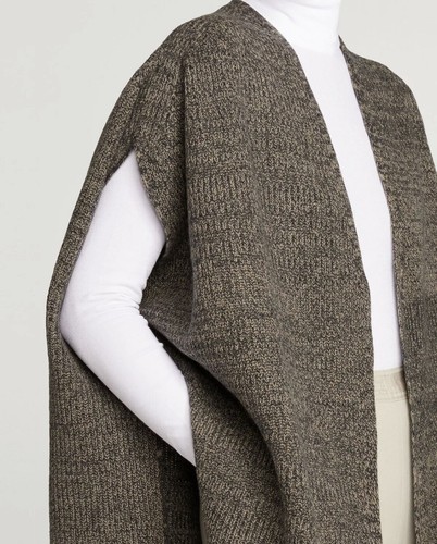 WOLFORD 100% VIRGIN WOOL NEYTIRI KNITTED CAPE CARDIGAN BROWN/BLACK M-L ...