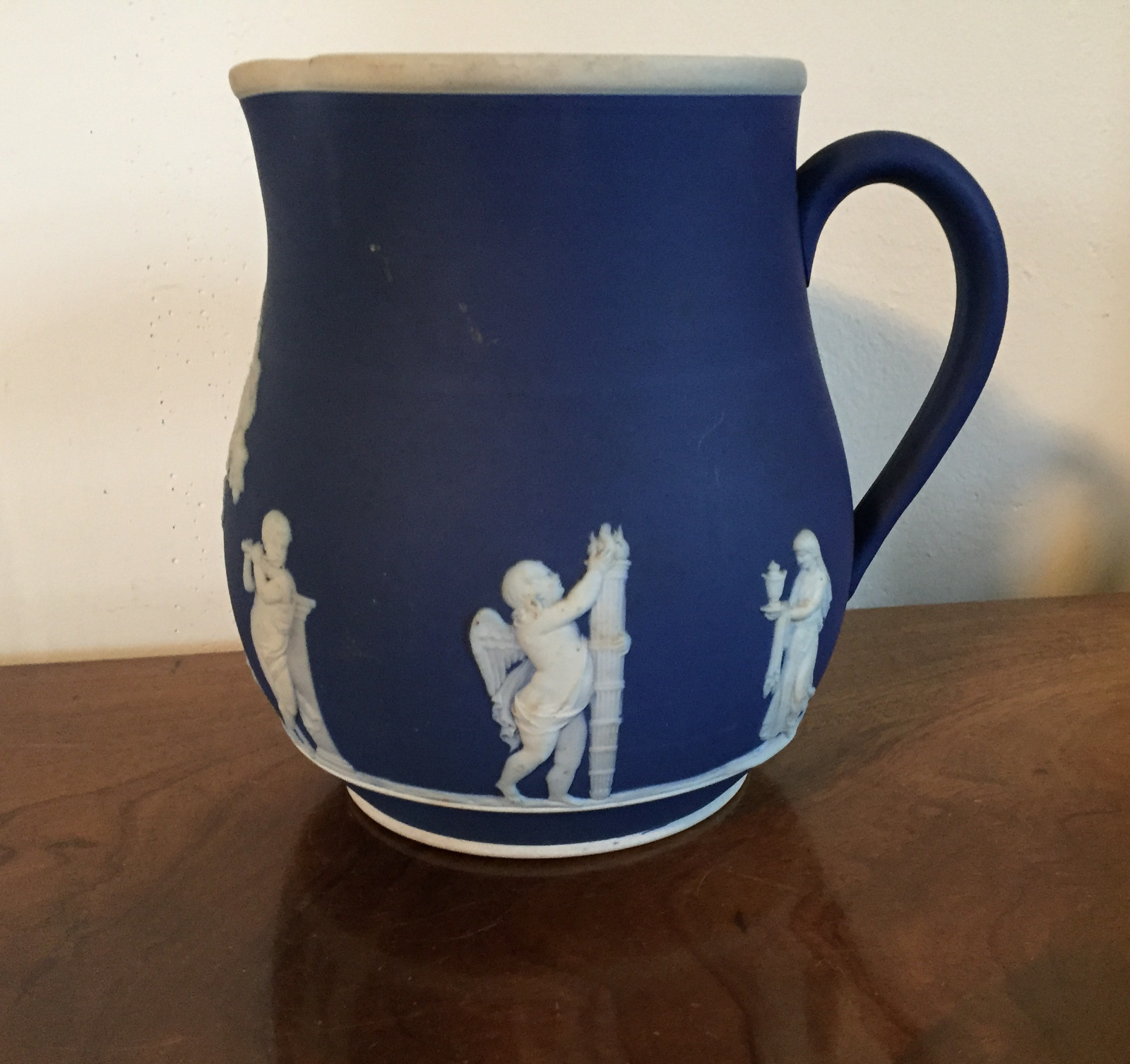 Very Large Antique 19th century Wedgwood Jasperware Dark Blue Cherub ...