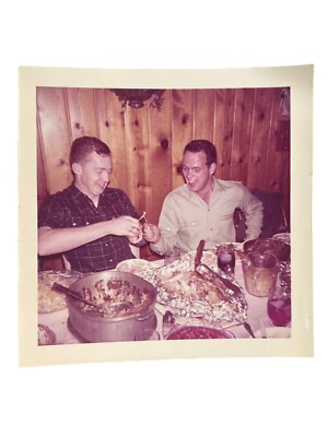 1965 Thanksgiving Family Feast Turkey Bones Brothers Pulling Wishbone ...
