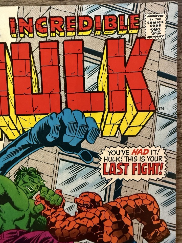 The Incredible Hulk #122 VF- Marvel 1969 Fantastic Four / Hulk Vs Thing ...