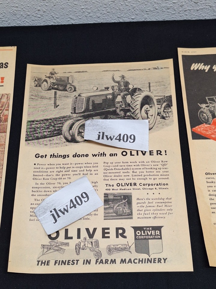 5 Vintage 1940 1945 1947 1948 OLIVER TRACTOR Original Print Ads ...