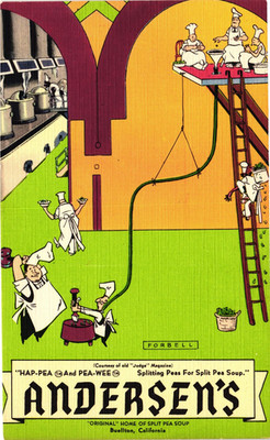 Andersen’s Split Pea Soup Cartoon Postcard Buellton CA Valley Inn ...