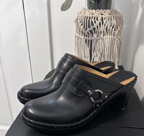Frye Boots Shoes Size 8 Womens Black Leather Harness Biker Mules Clogs ...