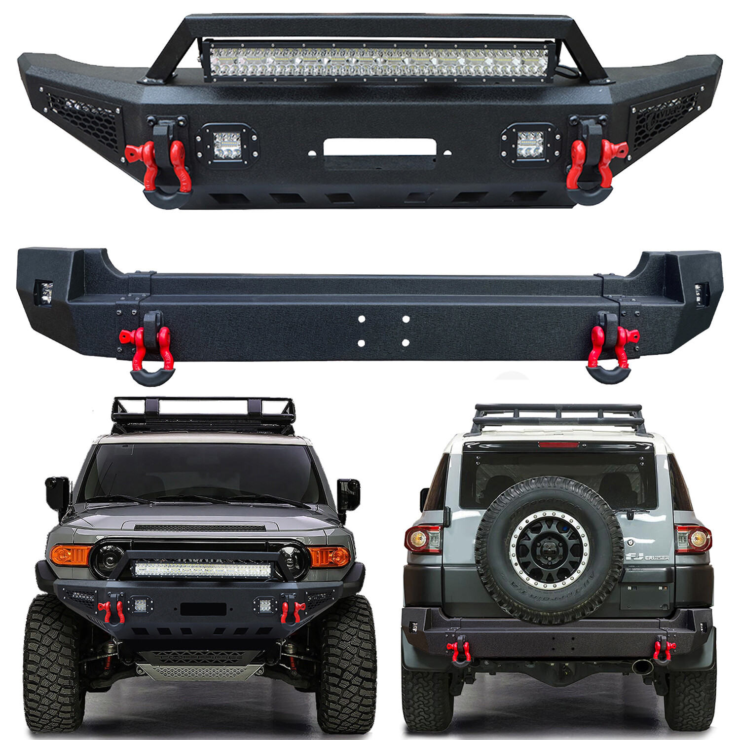 FIT 2007-2014 1st Gen FJ Cruiser Front or Rear Bumper w/D-Rings and LED ...