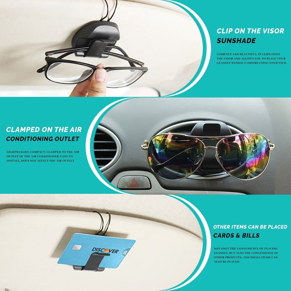 2PCS XLONYJT Car Sun Visor Eyeglass Clip and Dashboard Sunglasses ...