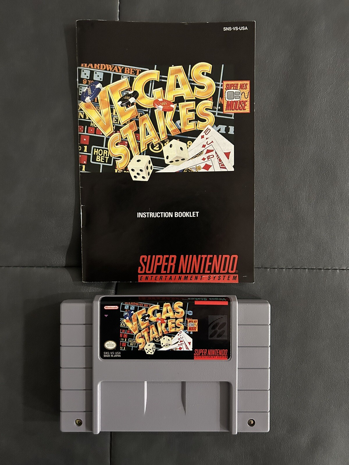 * Vegas Stakes Super Nintendo SNES game Cartridge Manual Instruction ...