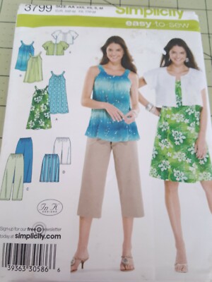 Simplicity Pattern 3799 Dress Tunic Capris City Shorts Bolero Size XXS ...