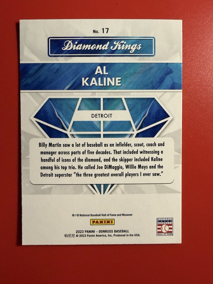 2023 Panini Donruss #17 Al Kaline Diamond Kings Holo Purple HOF Detroit ...