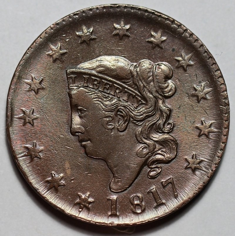 1817 Coronet Head Large Cent (N-11) - Recolored - US 1c Copper Coin | eBay