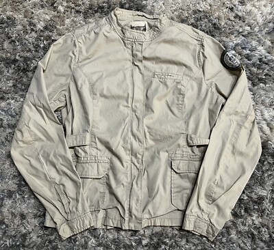 Ruff Hewn Beige Jacket Full Zip Womens Size L Cargo Army | eBay