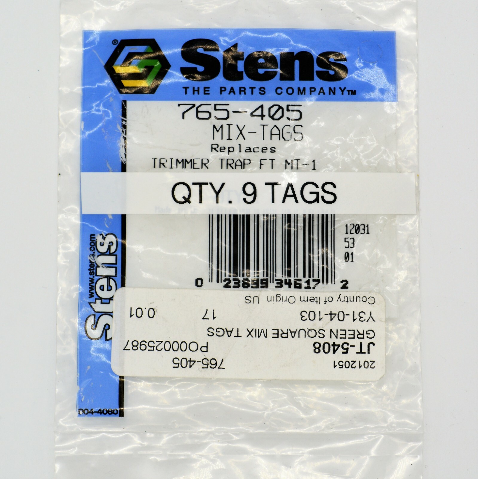 MIX Gas Tags Fits Trimmer Trap FT MT-1 Stens 765-405 Package of 9 Tags ...