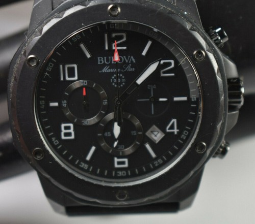 BULOVA Marine Star Men's Black Chronograph Watch 98B223 NEW BATTERY! | eBay