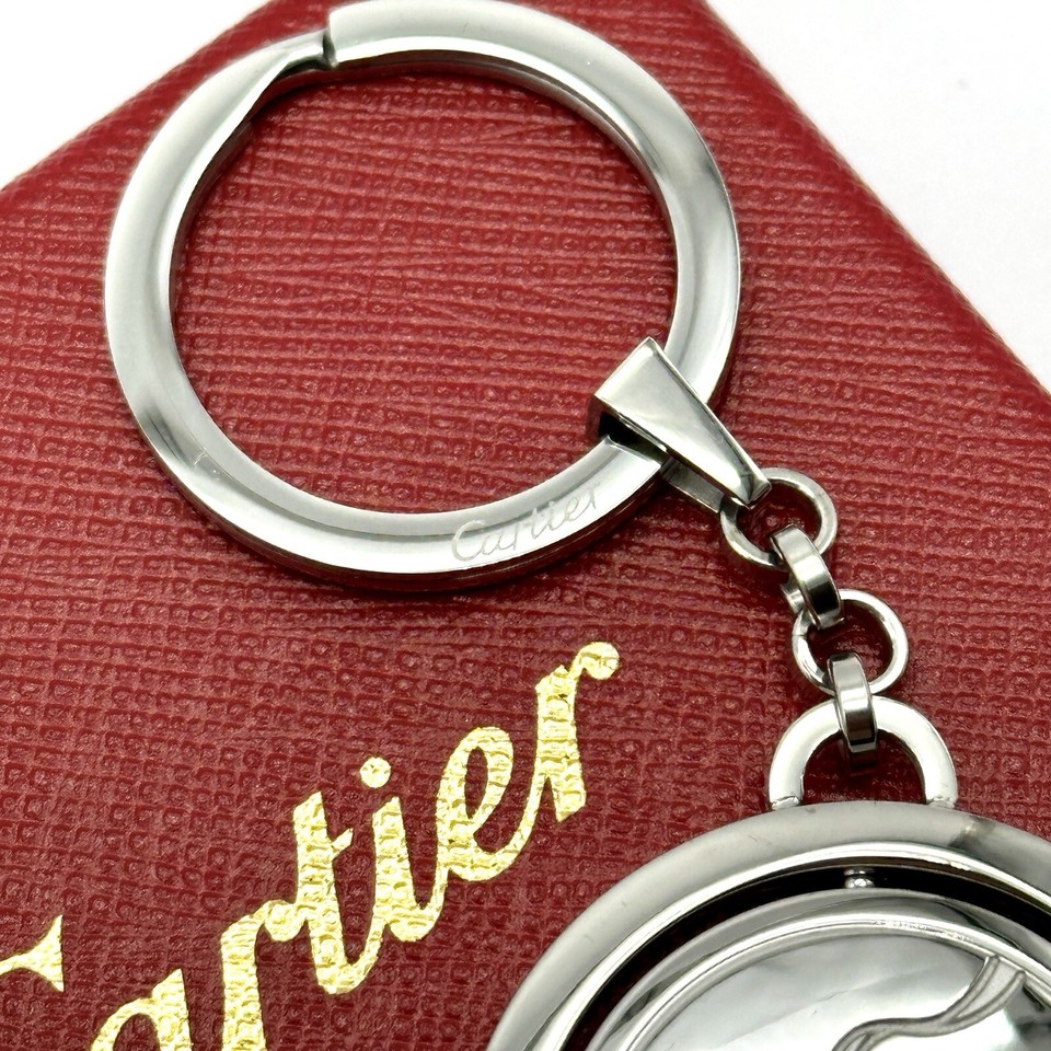 Cartier Keychain Rotating Hallmark Emblem Silver Keyring Charm AD VIP ...
