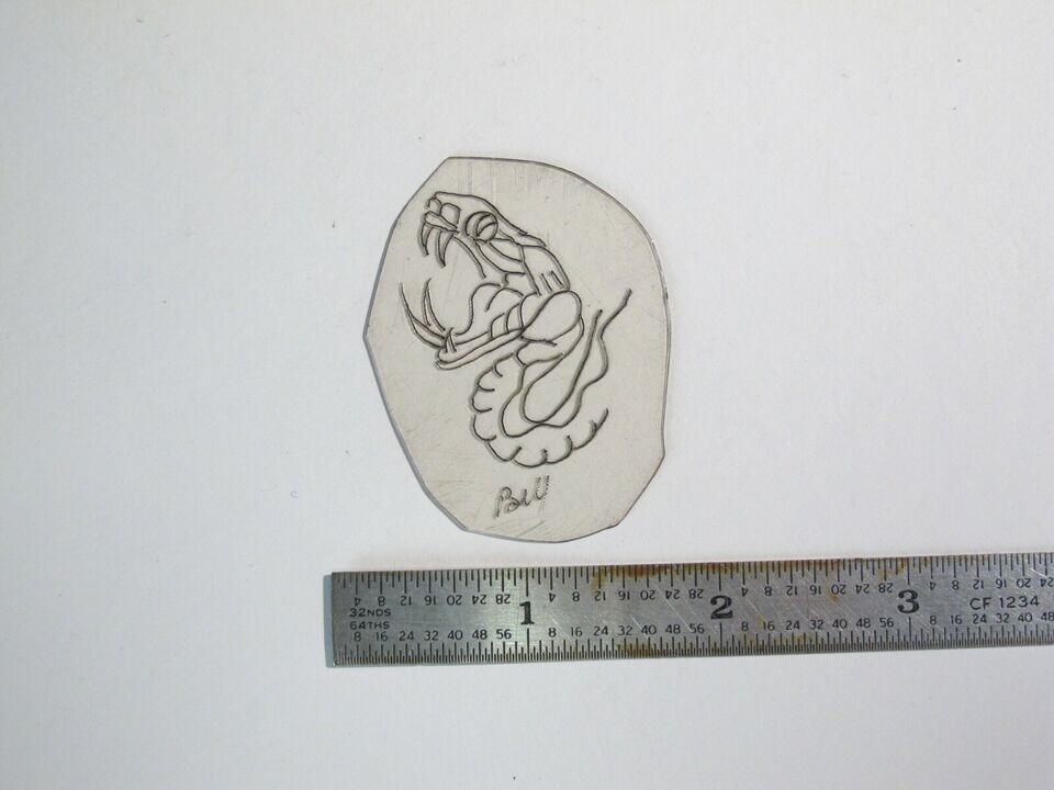 vtg 1960s 70s Tattoo Flash acetate stencil Fang Snake Head signed SN1 ...