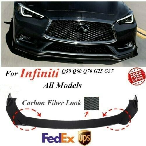 Carbon Look Front Bumper Lip Body Kit Spoiler Splitter For Infiniti Q60 ...