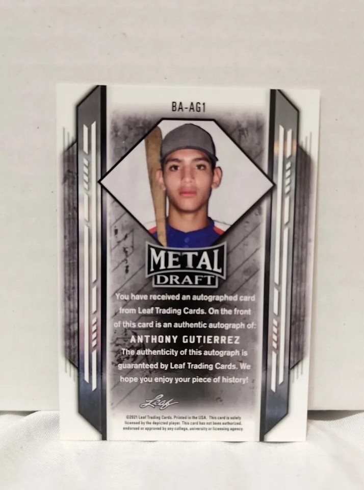 2021 Leaf Metal Draft Base Auto Anthony Gutierrez #BA-AG1 Auto | eBay