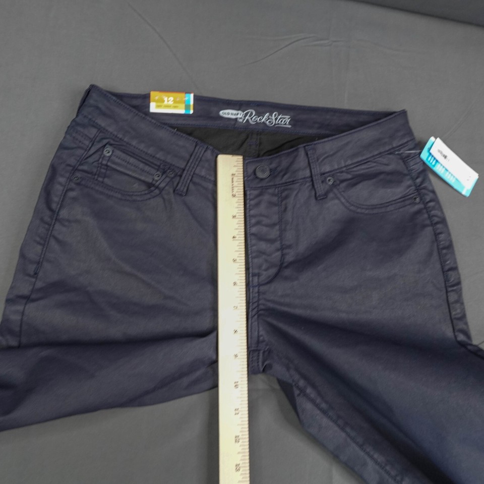 Old Navy Rockstar Jeans Womens 12 Coated Denim Indie Edgy Moto Stretch ...