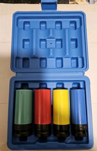 1/2 inch Drive Wheel Nut Impact Sockets Metric 17 19 21 22mm Thin Wall ...