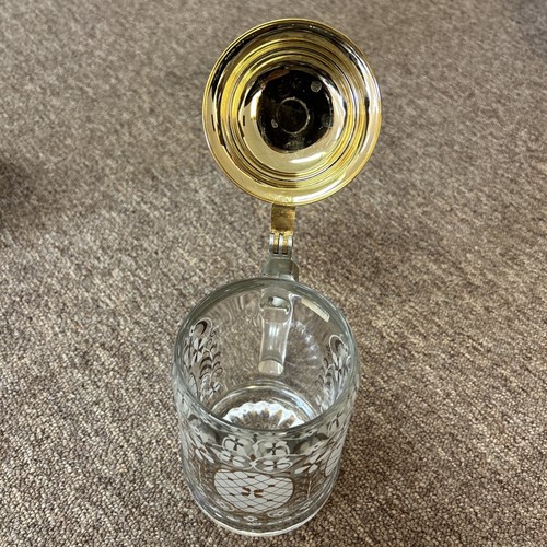 ALWE Glass Beer Stein 24K Gold Plated Pewter Lid 16 Oz | eBay