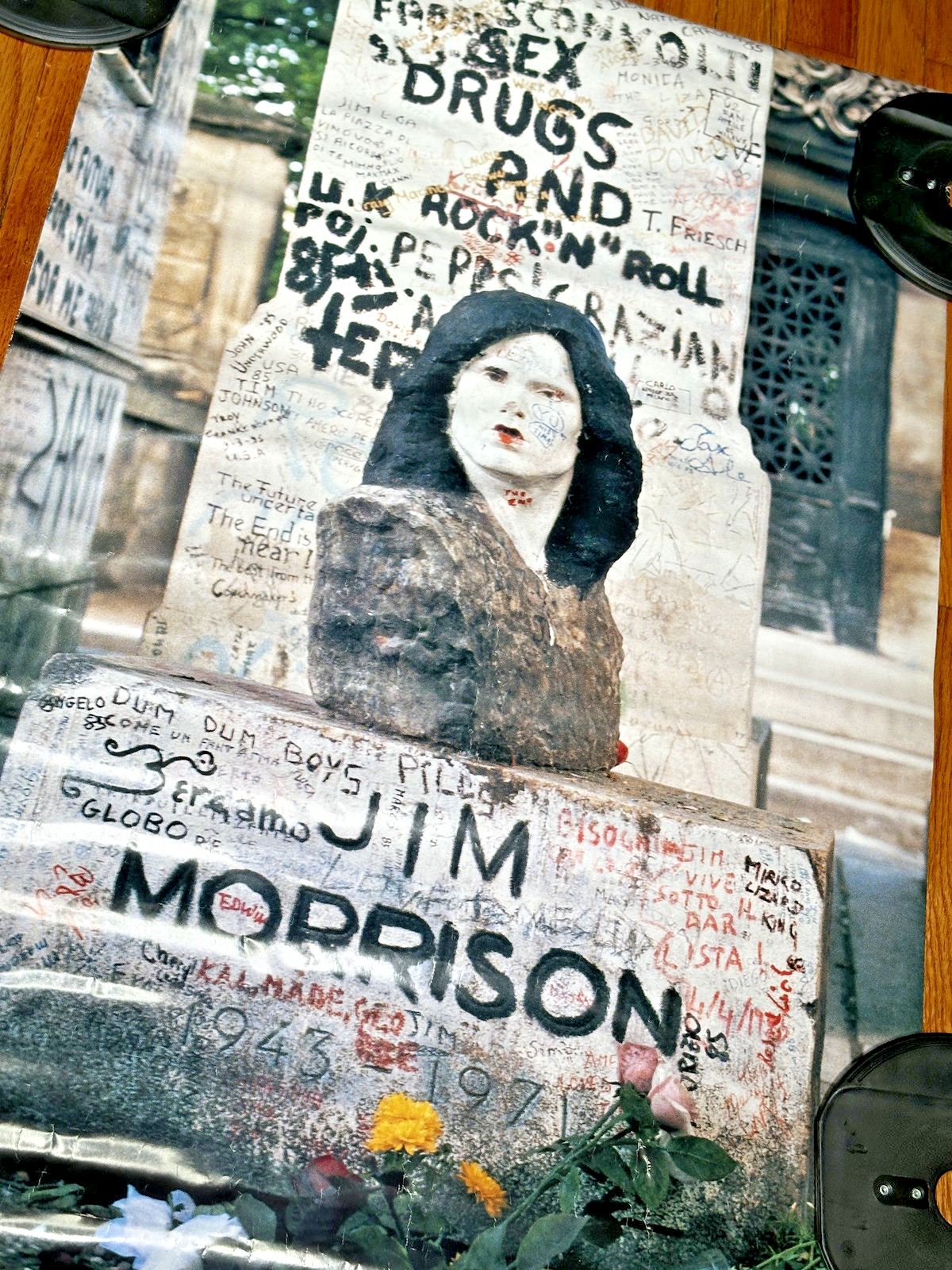 Original Vintage 70s/80s Jim Morrison Grave Head Stone The Doors Poster ...