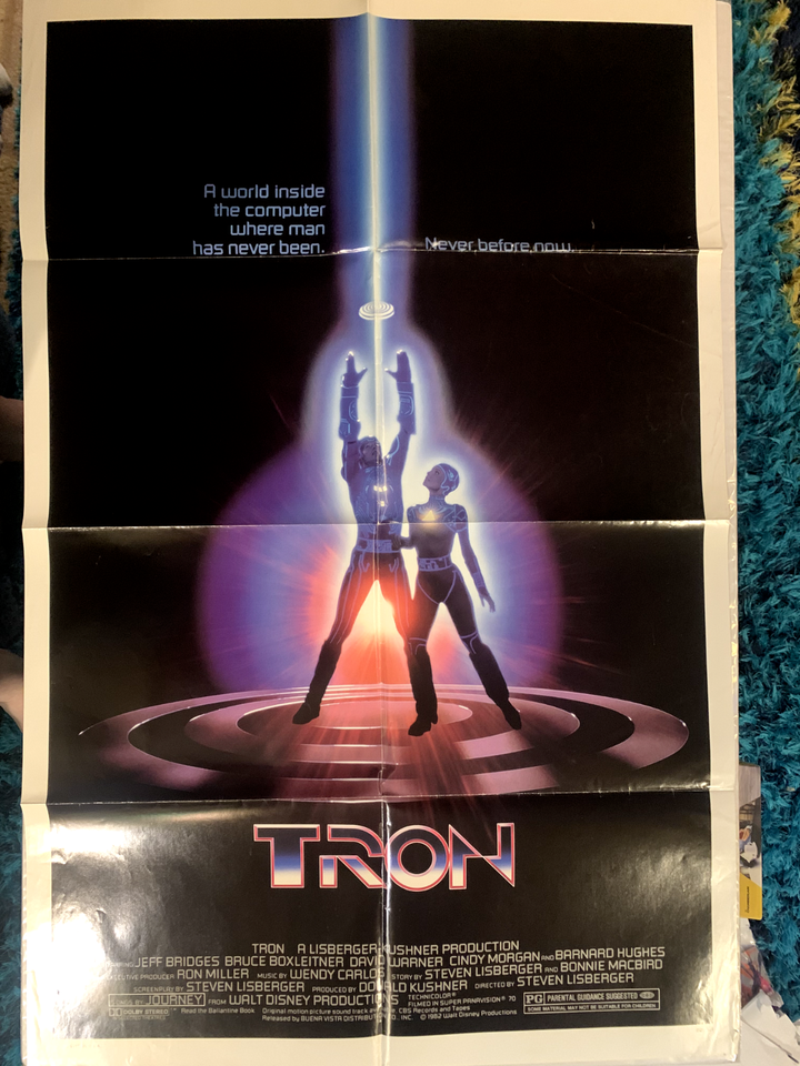 TRON One sheet Original Movie Poster - 1982 Walt Disney sci-fi, Jeff ...