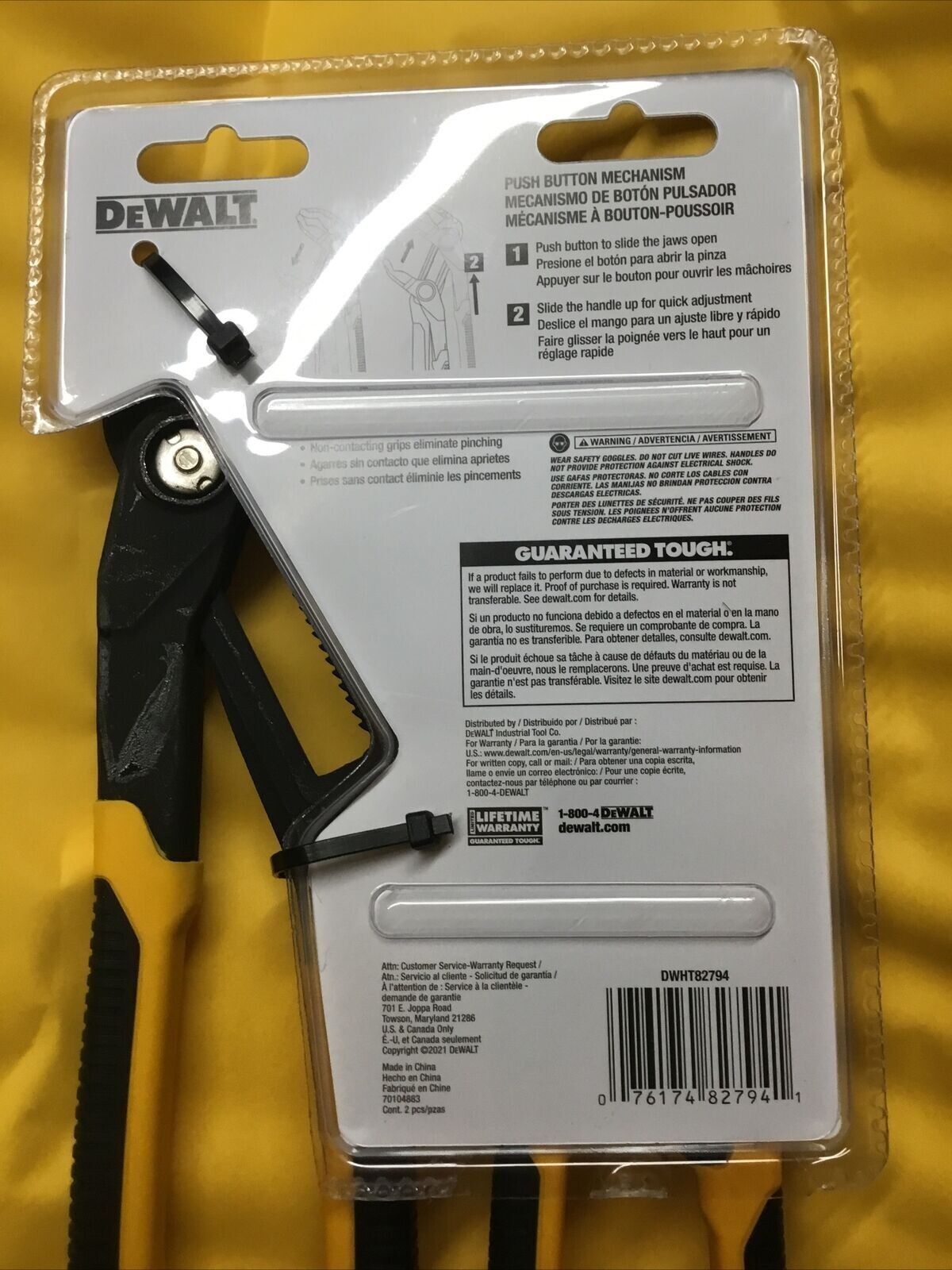 Dewalt Push-lock V-Jaw Plier 2 Piece Set 8" and 10" DWHT82794 for sale ...