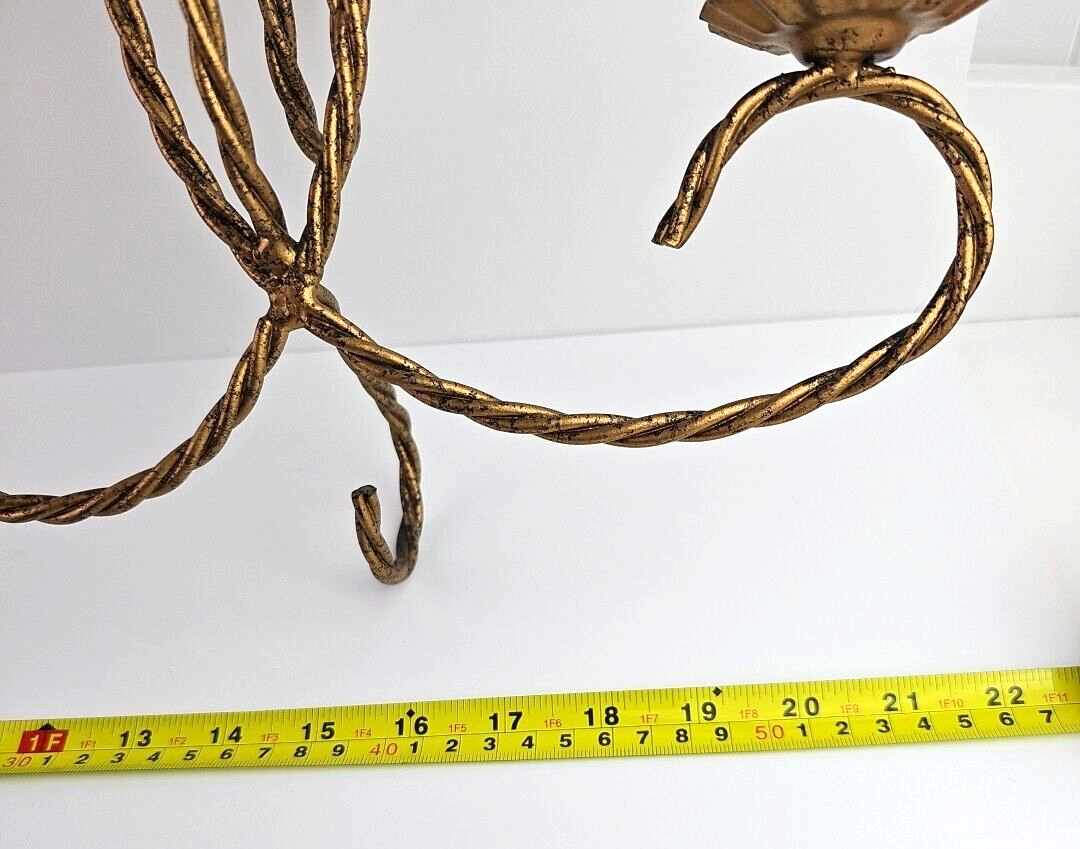 Vtg HOME INTERIOR Homco Gold Metal Twisted Rope Wall Sconce 5 Candle ...