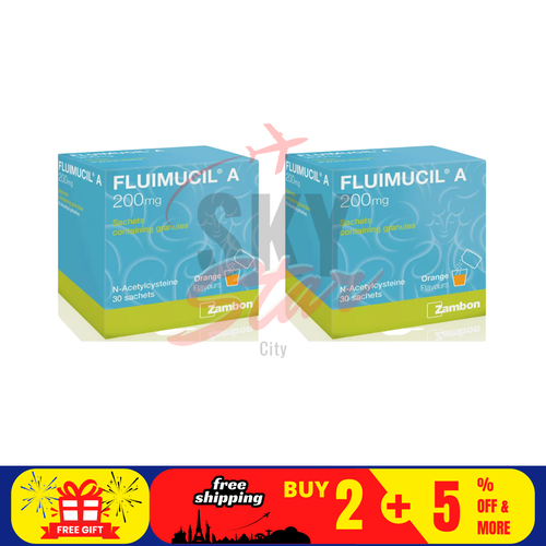 2 X Fluimucil A 200mg 30 Sachets Granules Clear Phlegm Orange Flavor | eBay