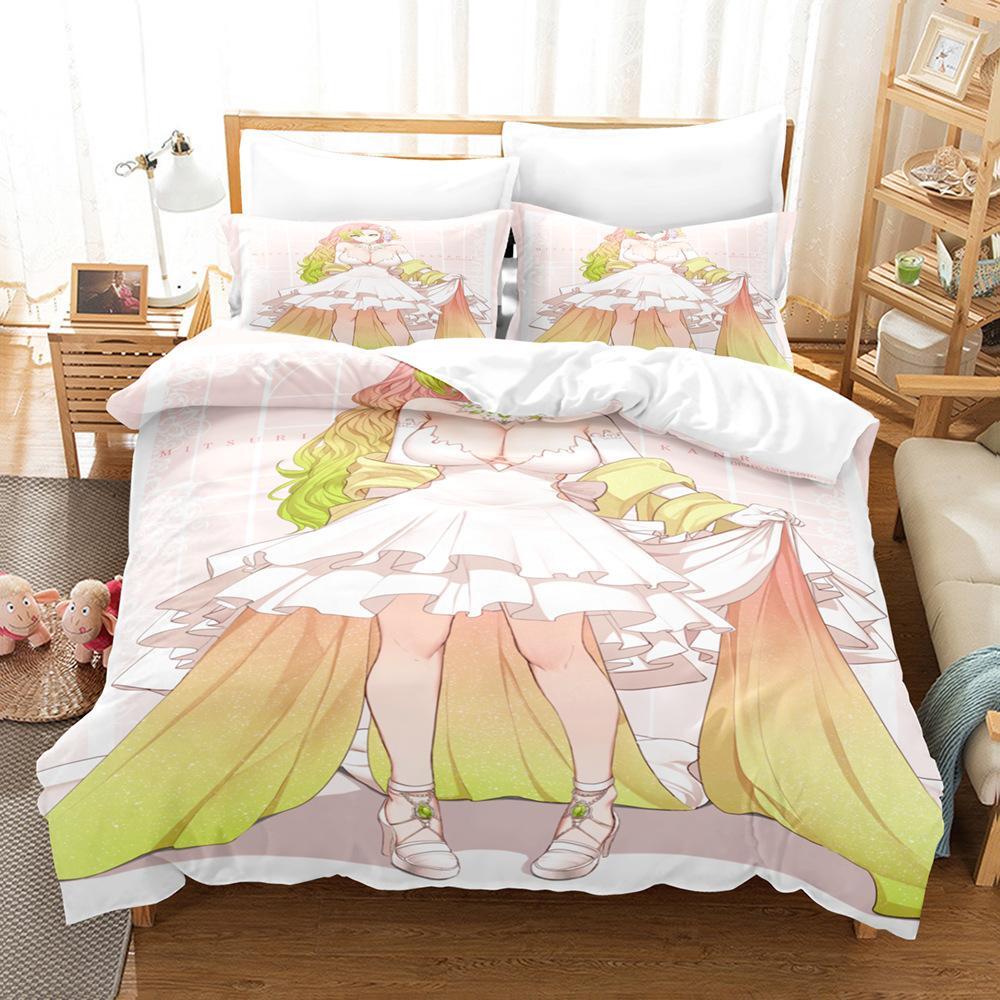 Boy Girls Gift Bed Set Kanroji Mitsuri Anime Doona Quilt Duvet Cover ...