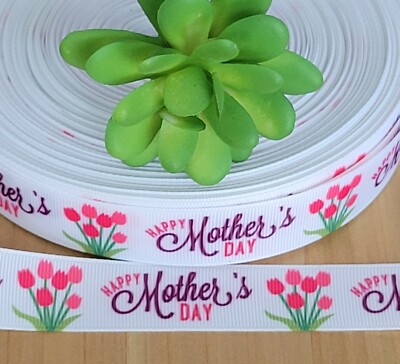 7/8" (1 YD) Happy Mother's Day Grosgrain Ribbon Gift Wrap Ribbon for ...