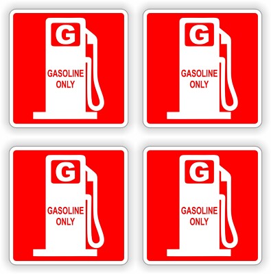 4 pack - 3"x3" Square GASOLINE ONLY Vinyl Stickers Decals Pump Gas Can ...