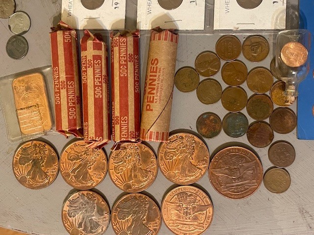 Lot of Copper 1 Oz Walking Liberty Coins, Steel, Wheat, 1959 + Books ...