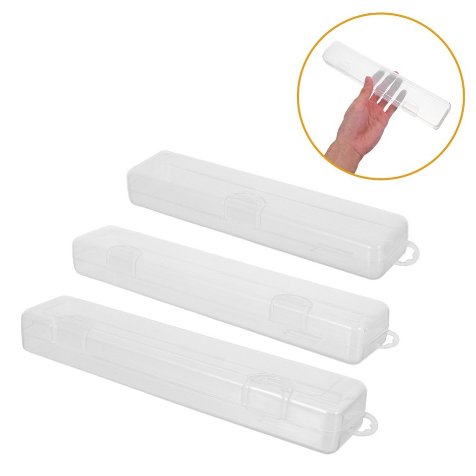 3 Pcs Transparent Cutlery Box Portable Storage Container Utensil Case ...