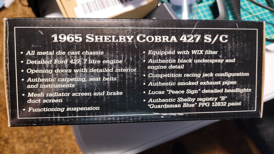 Wix 1965 Shelby Cobra 427 S/C Roadster 1:24 Scale Diecast Model Car Dk ...