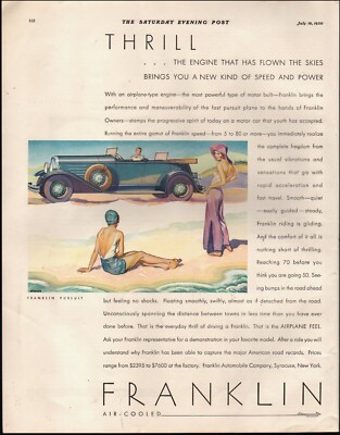 1930 Vintage ad FRANKLIN Pursuit retro car Auto Vehicle Convertible Art ...