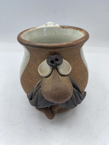 Vtg signed Ugly Funny 3D Face Mug MMS Mahon Made Stoneware Pottery ...