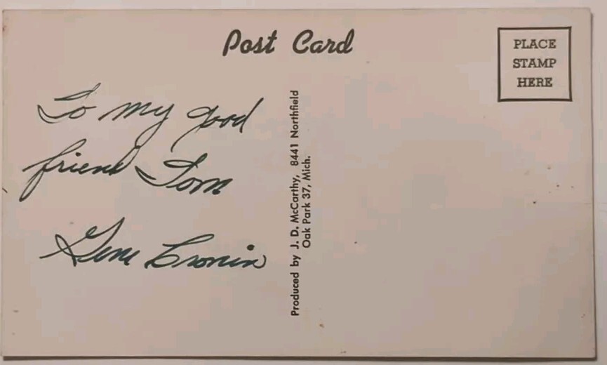 1957 Autographed Gene Cronin J.D. McCarthy Postcard Detroit Lions | eBay