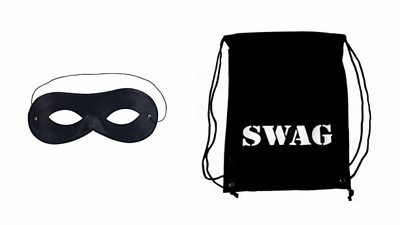 Thief Robber Gangsta Granny Black Swag Bag Elasticated Eye Mask Fancy ...