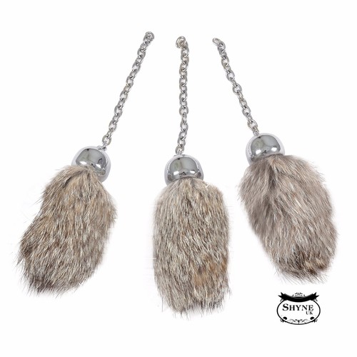 Scottish Full Dress Replacement Sporran Tassels Grey Rabbit Fur/Sporran ...