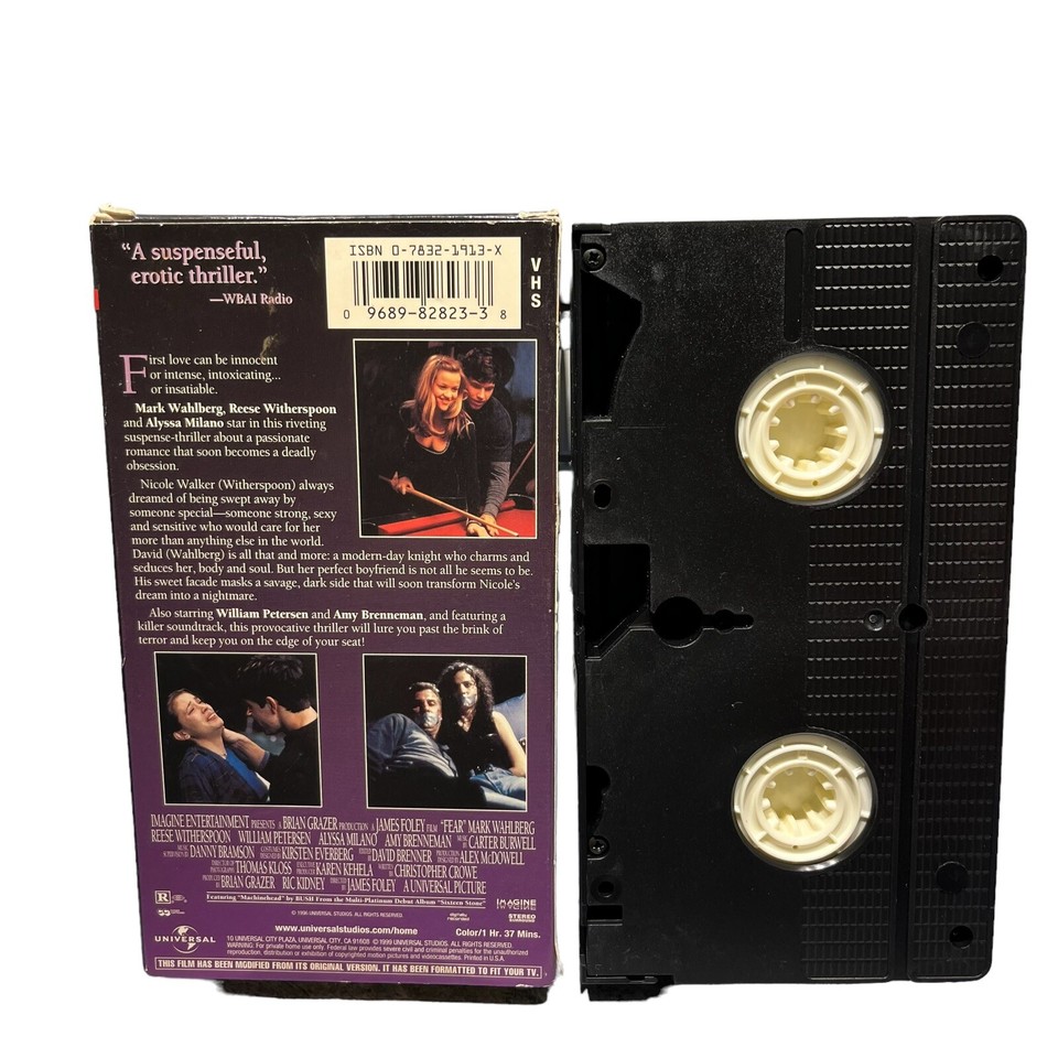 Fear VHS 1996 -HORROR THRILLER- Mark Wahlberg Reese Witherspoon Classic ...